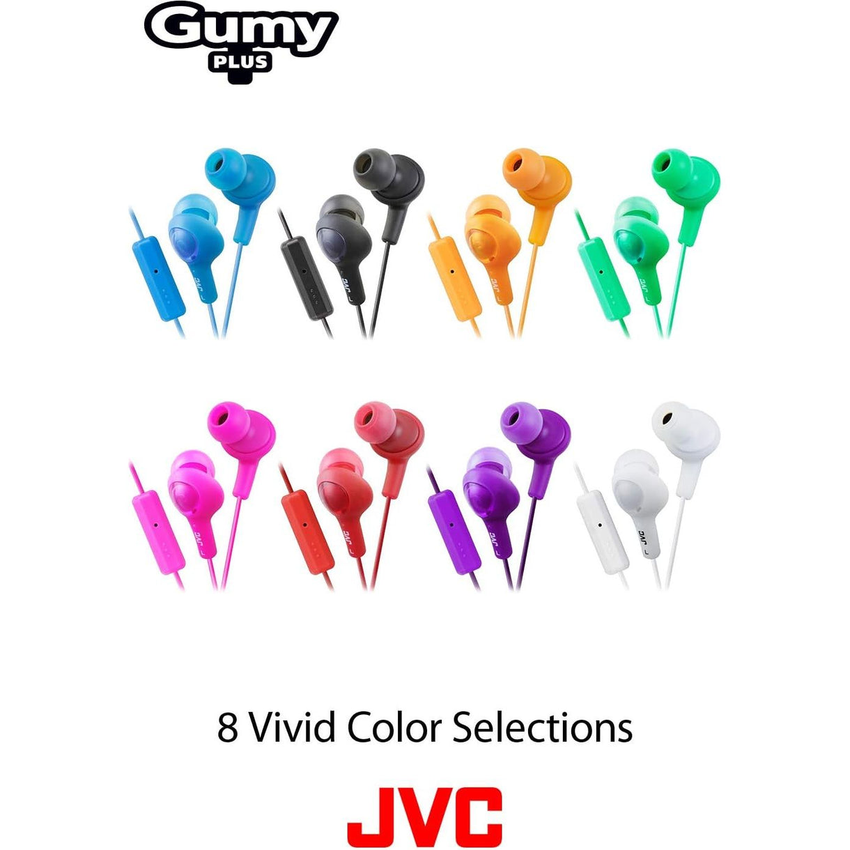 JVC HAFR6 Gumy Plus In-Ear Headphones with Remote & Microphone Comfort ...