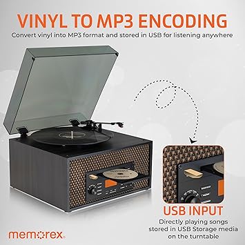 Memorex MX-TT700 7-in-1 Wooden Music Center — Turntable/CD/MP3/Cassett ...